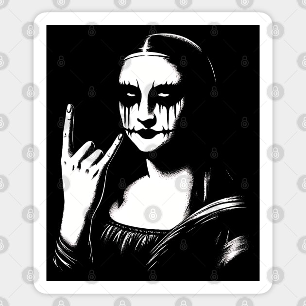 Blackened Mona Lisa Metalhead Mona Lisa Sticker Teepublic